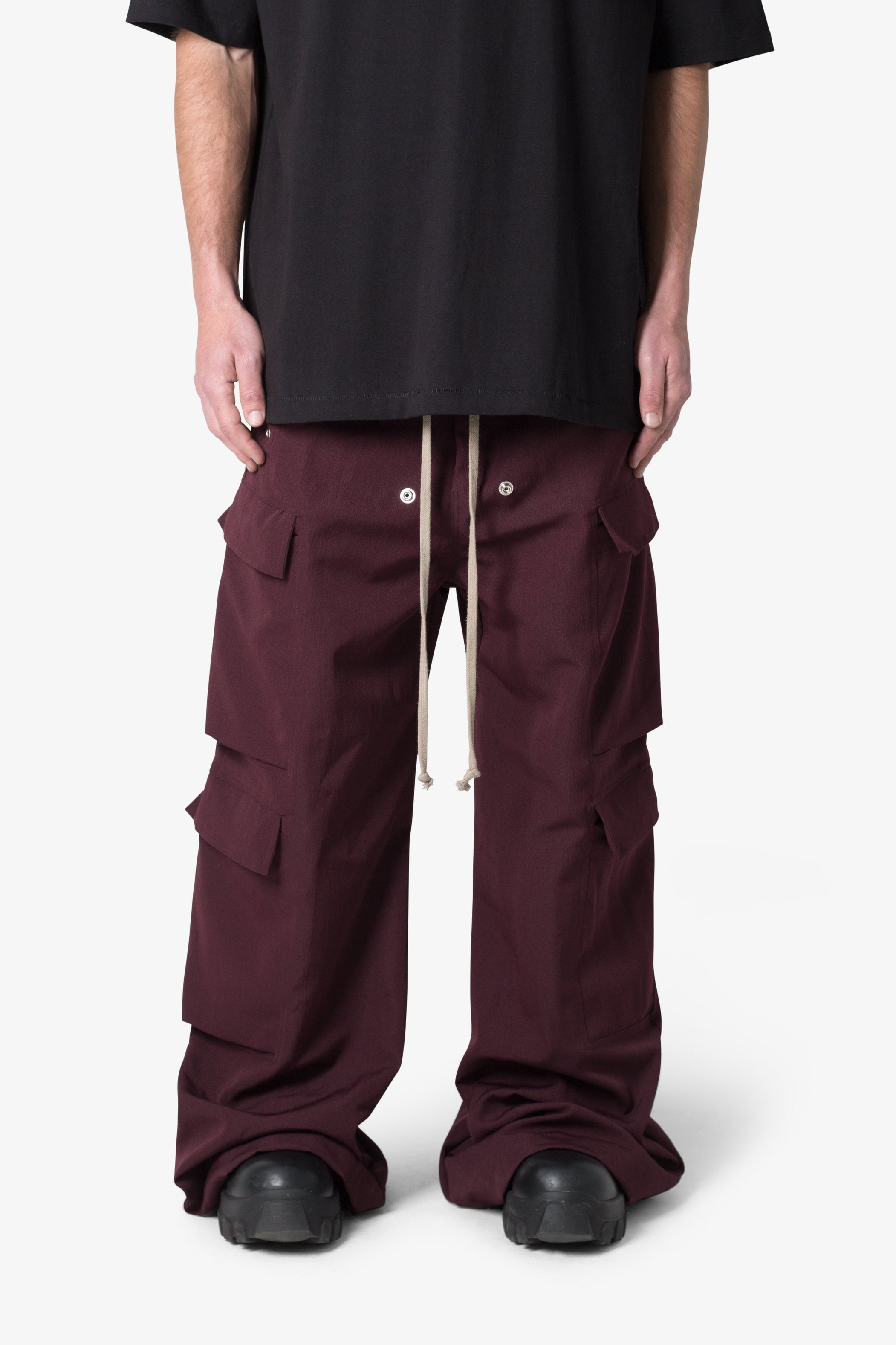 MNML | RAVE DOUBLE CARGO PANTS PLUM – HYPEBOYS